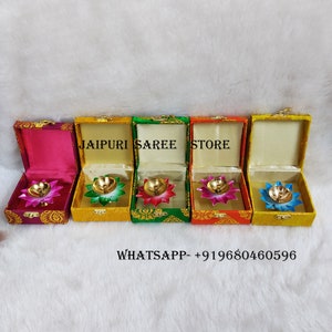 1-100 Pcs Diwali Gifts Lotus Diya Mango Print Box Puja Favors ...
