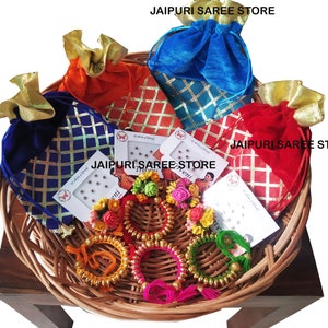 25 Set Mehendi Gifts Potli Bag Ganey Bindi Ring Wedding Favors Henna ...
