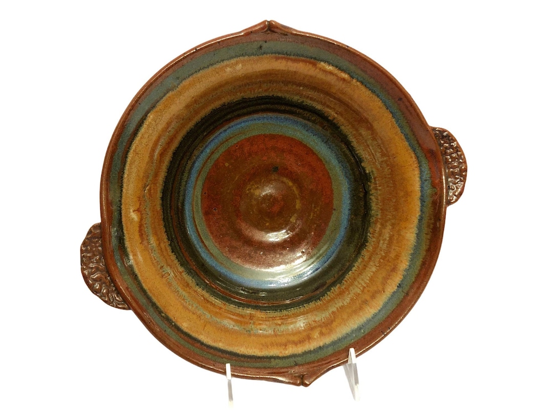 American PIKE Studio Pottery Serving Bowl Colorful Rings Design ...