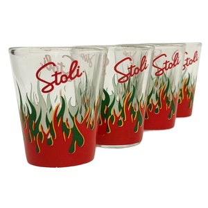 Vintage STOLI Red & Green 2 1/4 Shot Glasses Stolichnaya - Etsy