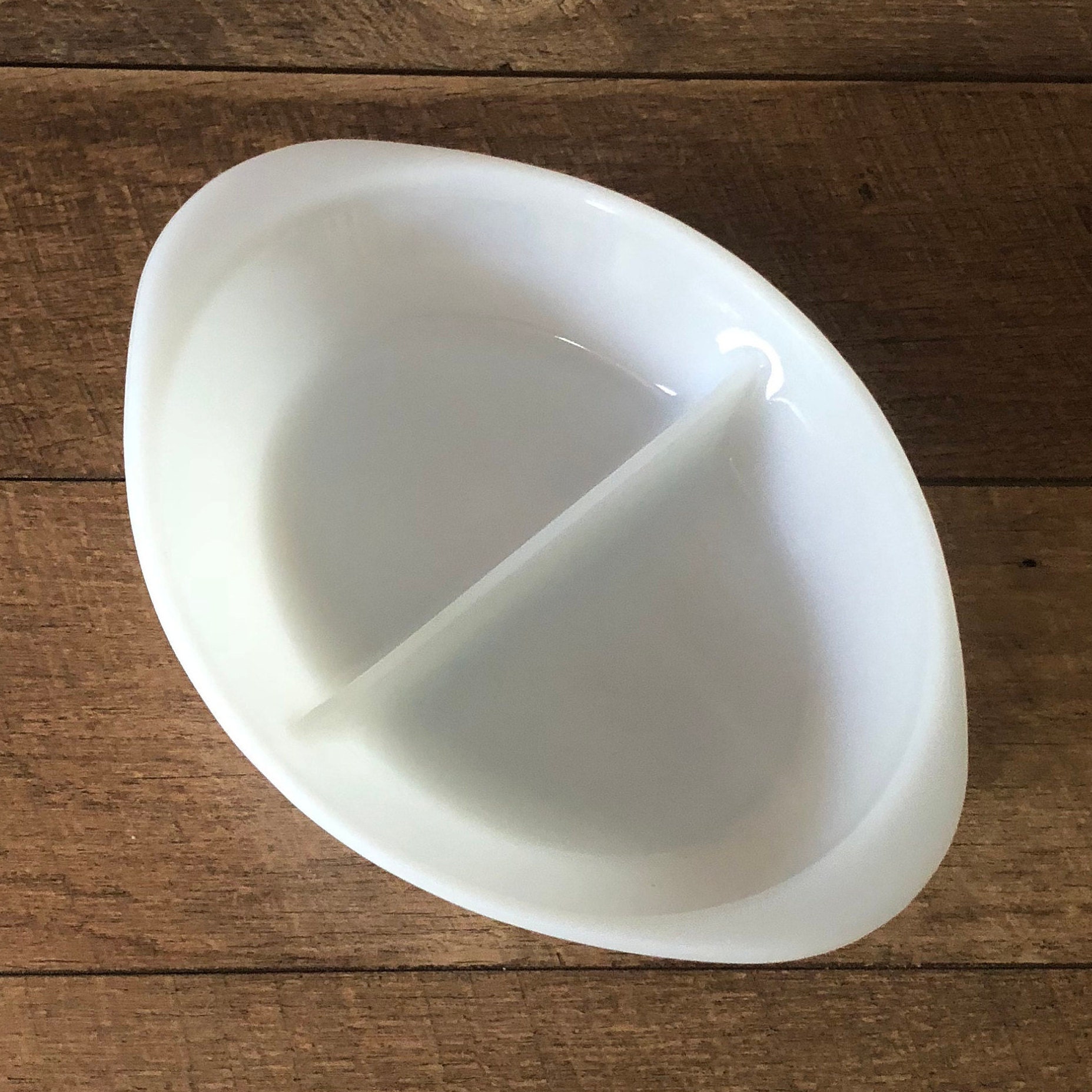 Mid Century GLASBAKE White Milk Glass Oval Divided Baking Dish | Etsy