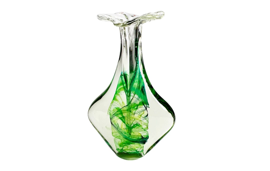 1970s Mid Century Modern Irish KERRY Crafted Art Glass Vase Handblown ...