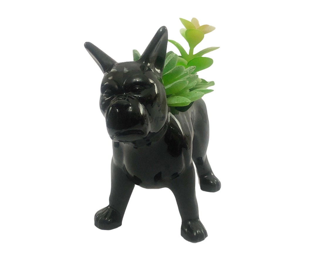 Antique 1927 FLINT GLASS French Bulldog Shiny Black Glass Boston ...