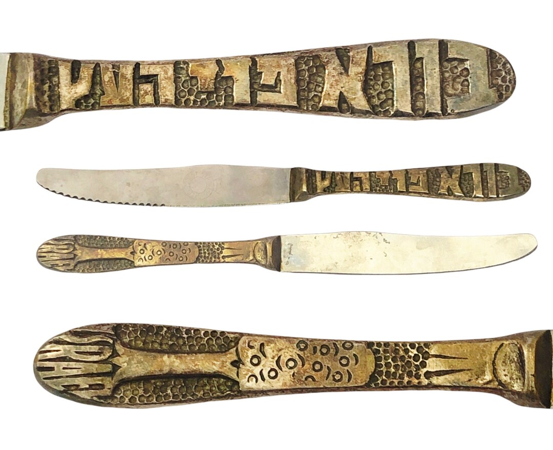 Set of 6 Mid Century Fruit Knives Jewish Blessings Borei Pri Ha Etz De ...