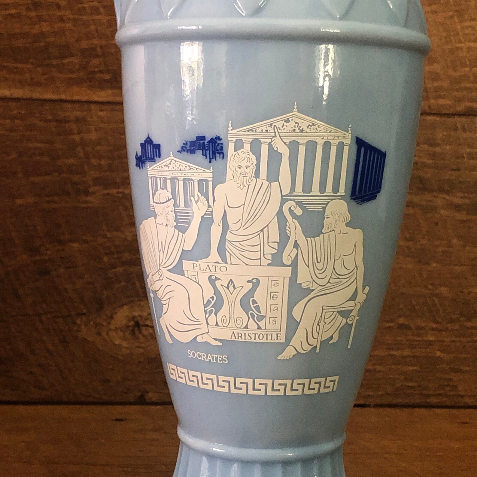 JIM BEAM Vintage 60s Greek Mythology Blue Milk Glass Liquor Bottle ...