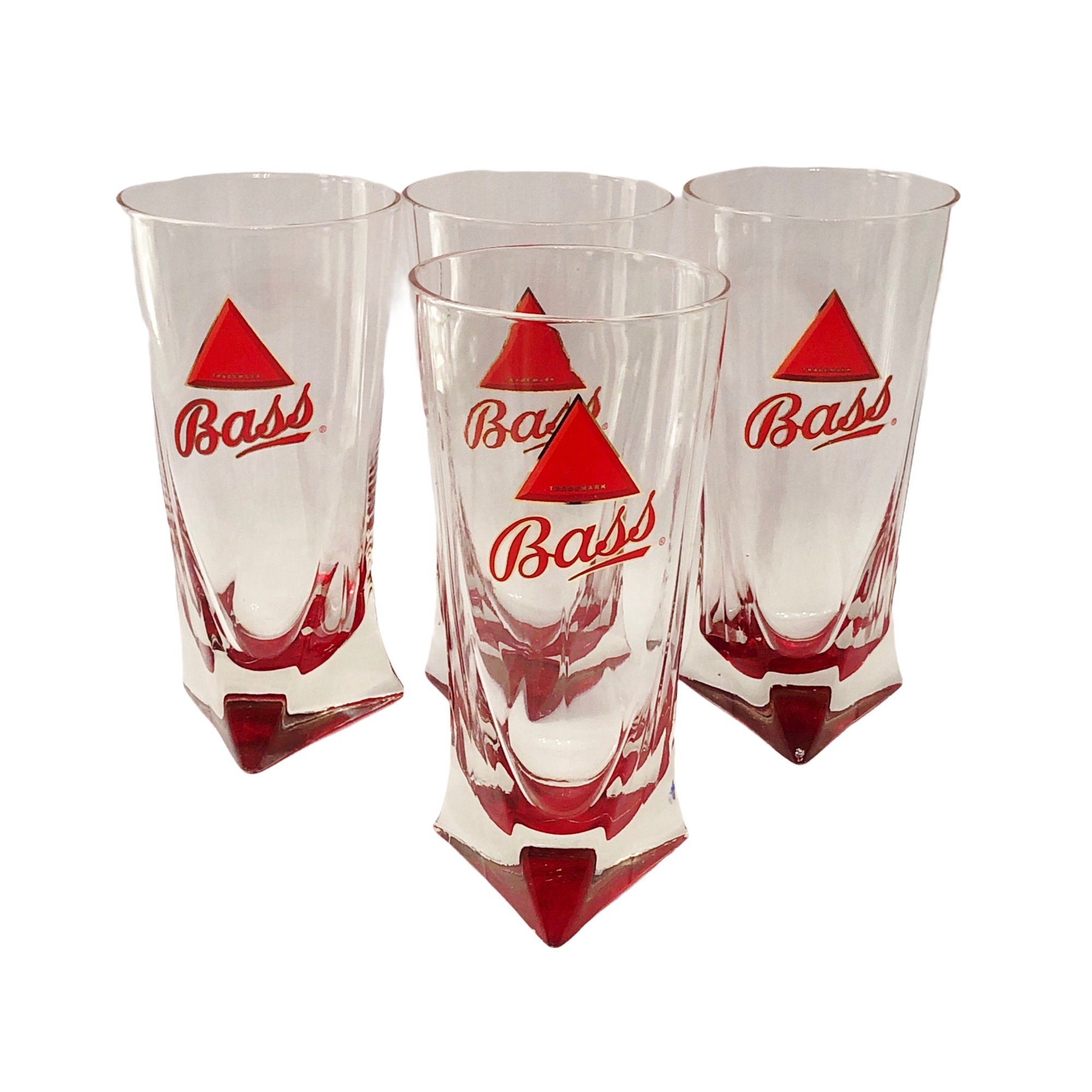 Vintage Beer Glasses Bass Ale Red Triangle Bottom English Pint Etsy
