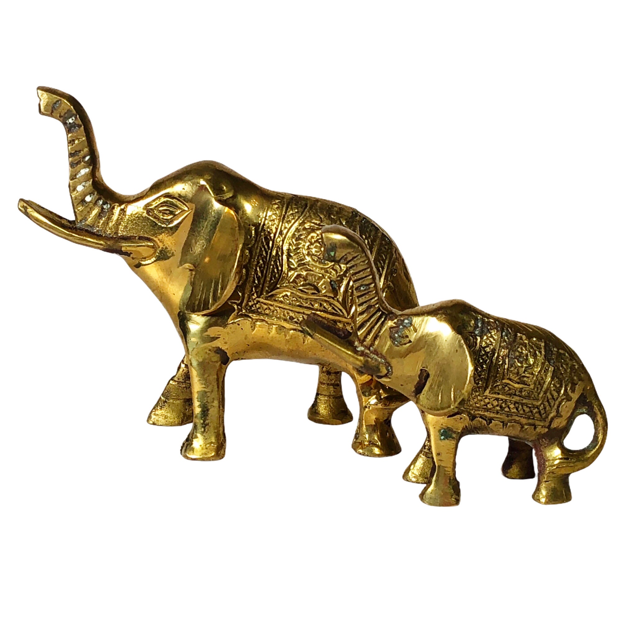 Set of 2 Brass Elephants Vintage Indian Brass Home Decor Boho | Etsy