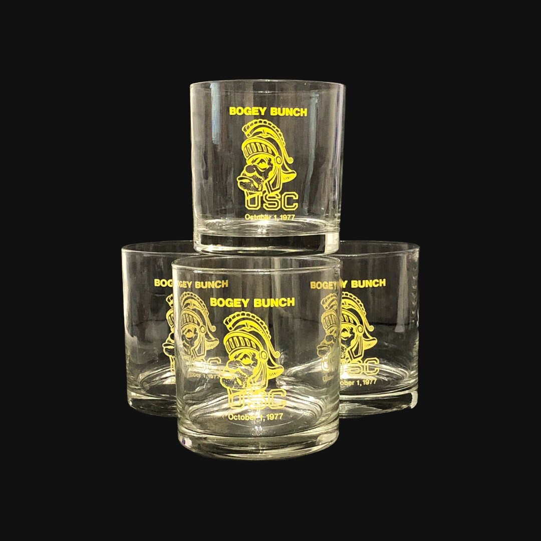 Vintage 1977 USC "bogey Bunch" 22 Oz Rocks Glasses Set of 4 University ...