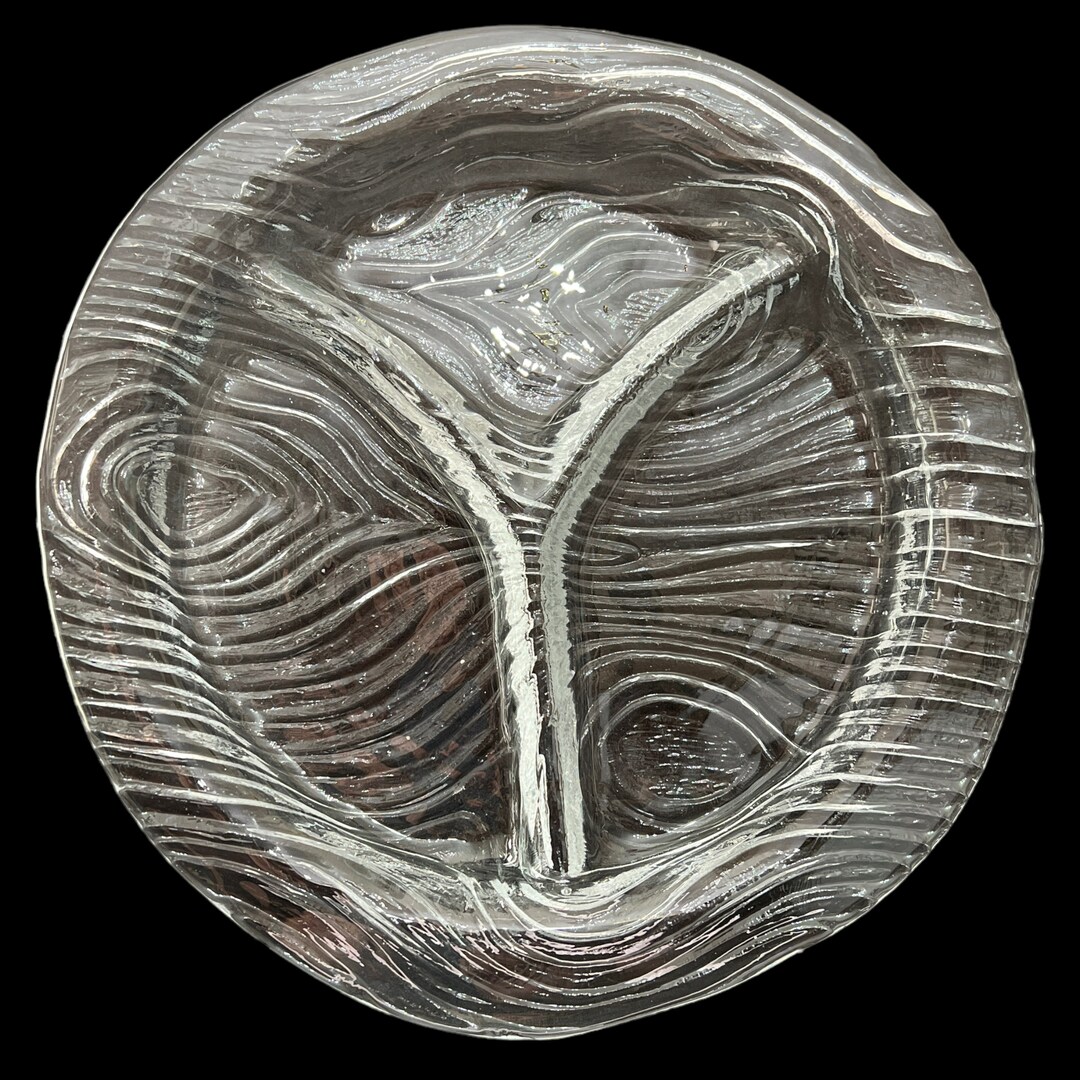 Vintage Italian IVV Selezione Blown Clear Glass Divided Plate MCM ...