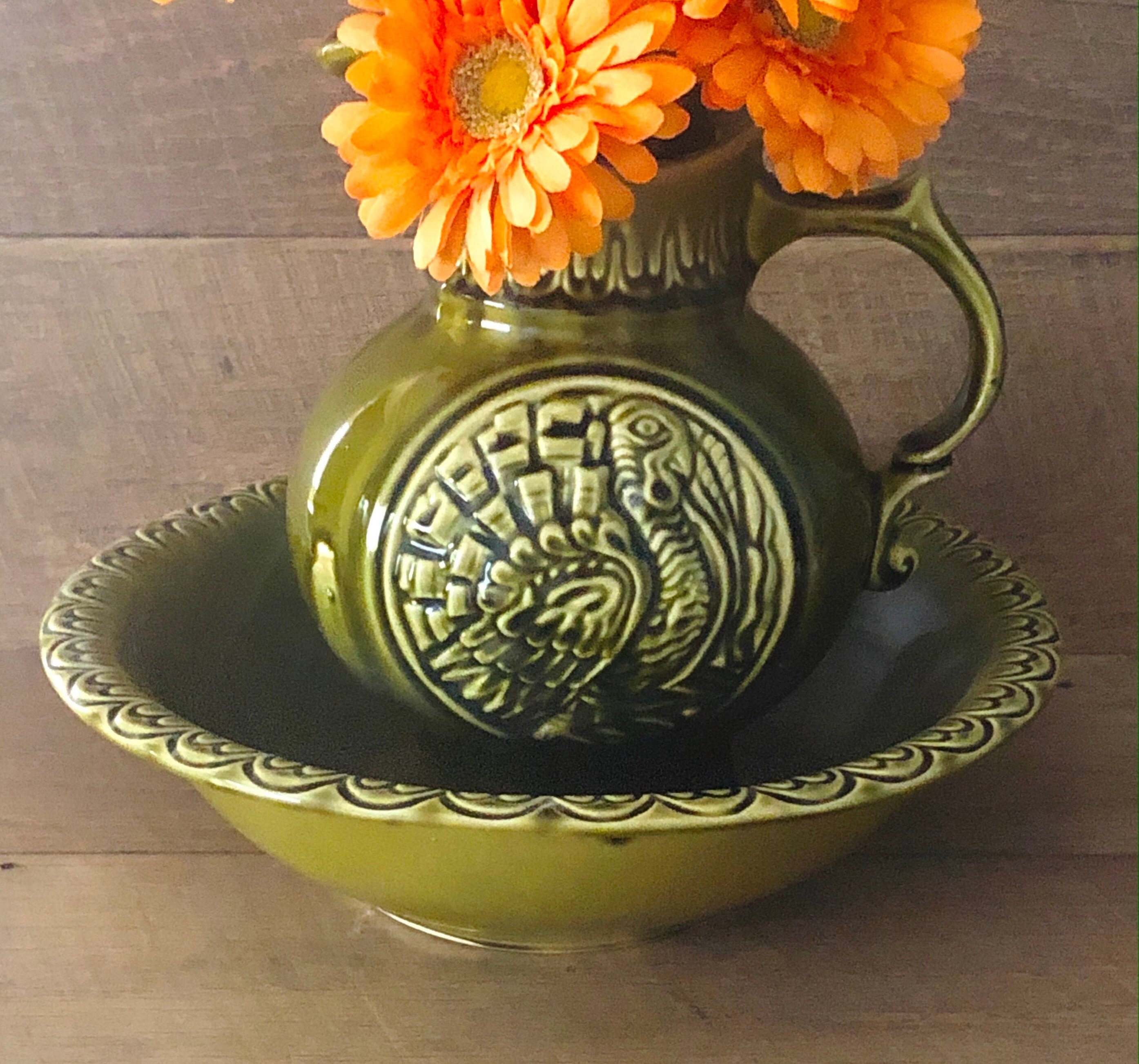 McCoy Pottery Wash Basin Country Kitchen Olive Green Bowl And | Etsy