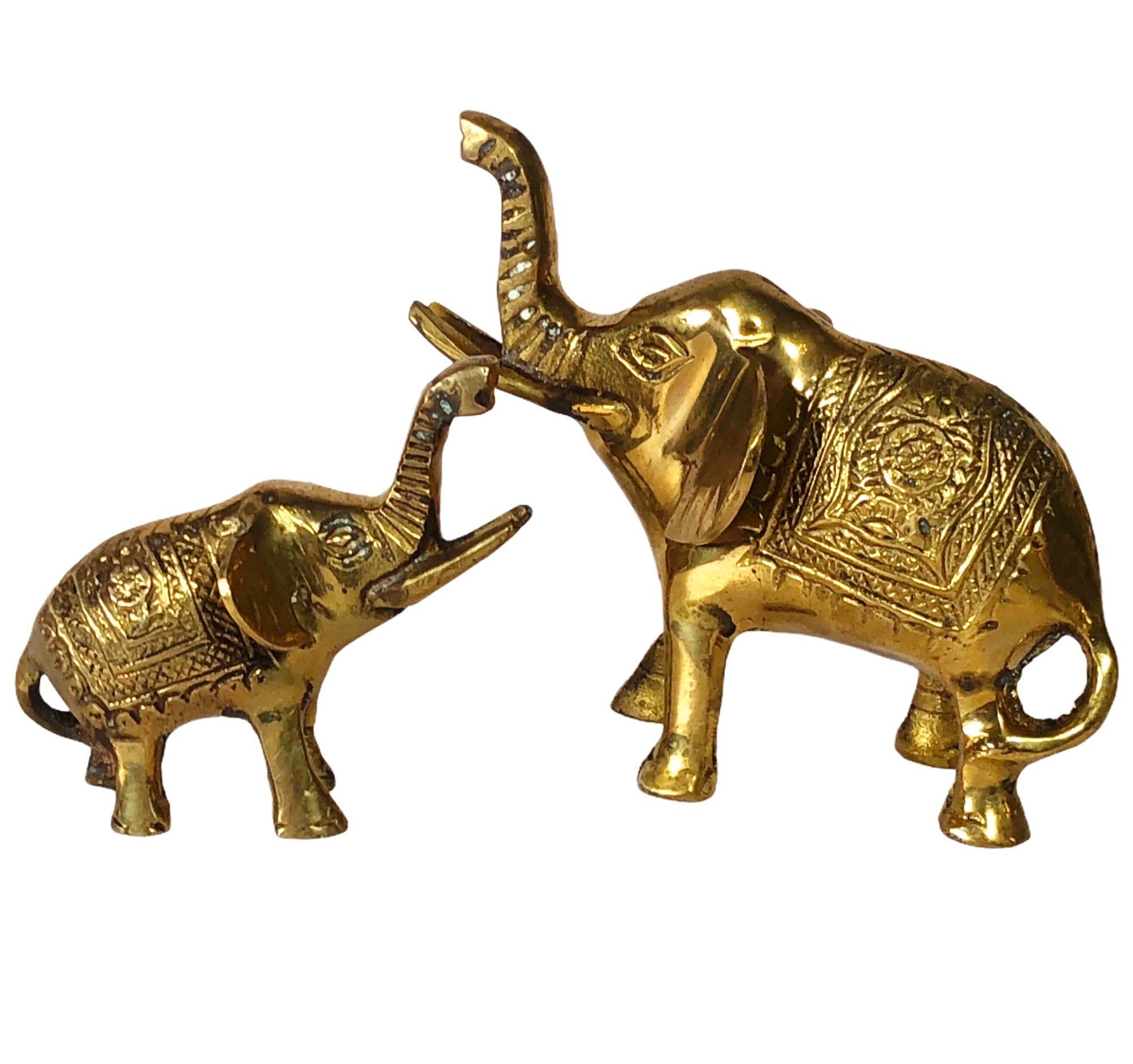 Set of 2 Brass Elephants Vintage Indian Brass Home Decor Boho | Etsy