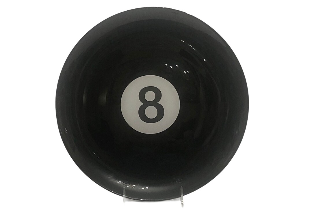 Vintage 12" Luminarc 8 Ball Billiards Glass Serving Platter Black Eight ...