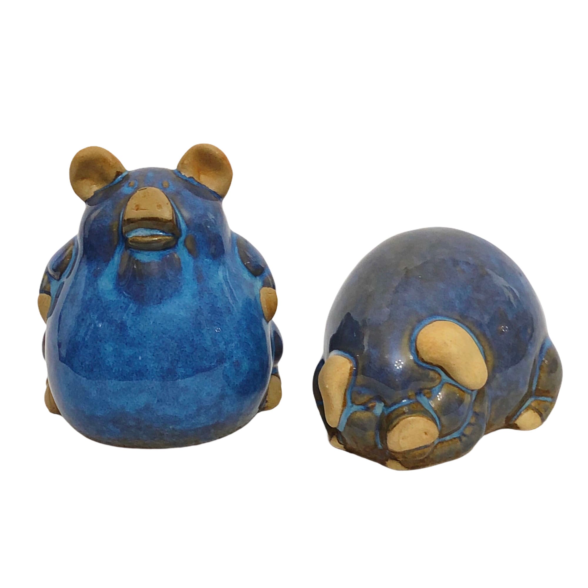 Studio Pottery Bright Blue Drip Glaze Pigs Ceramic Set of 2 | Etsy