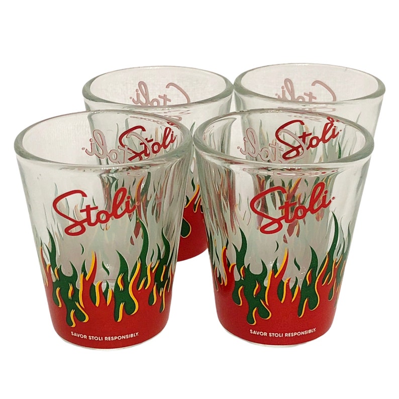 Vintage STOLI Red & Green 2 1/4 Shot Glasses Stolichnaya | Etsy