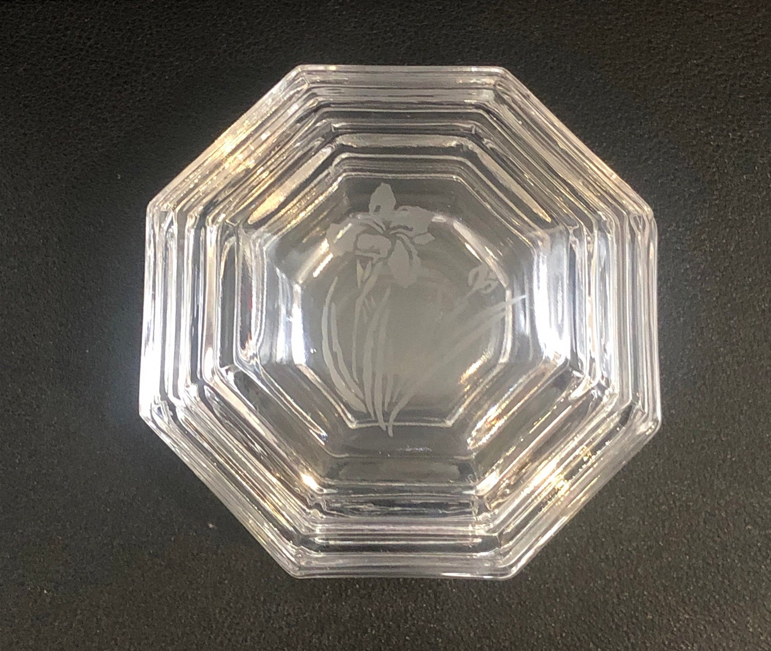 Mid Century Lead Crystal Octagonal Glass Box With Lid Etched - Etsy