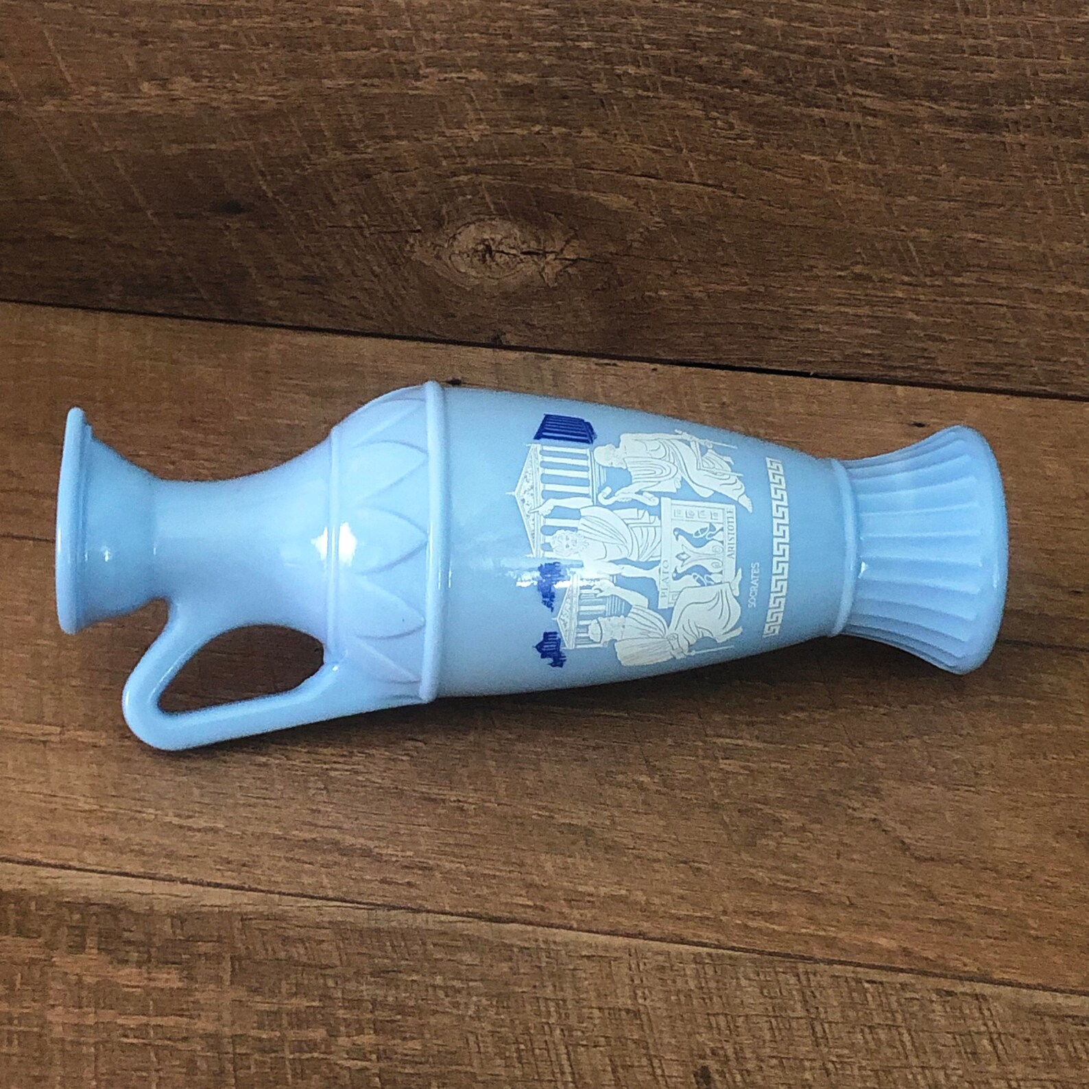 JIM BEAM Vintage 60s Greek Mythology Blue Milk Glass Liquor Bottle ...