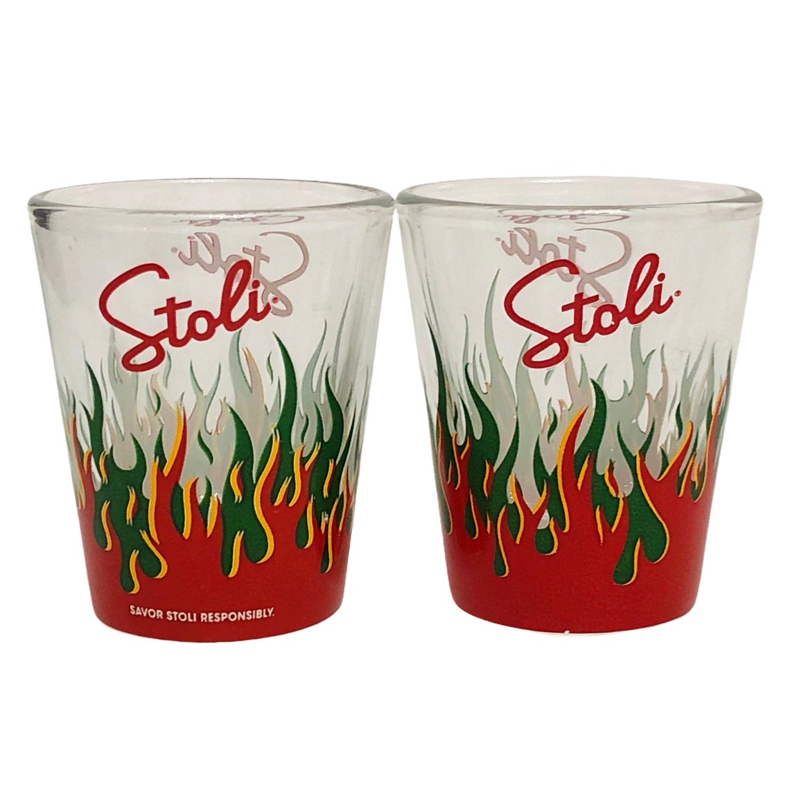 Vintage STOLI Red & Green 2 1/4 Shot Glasses Stolichnaya - Etsy