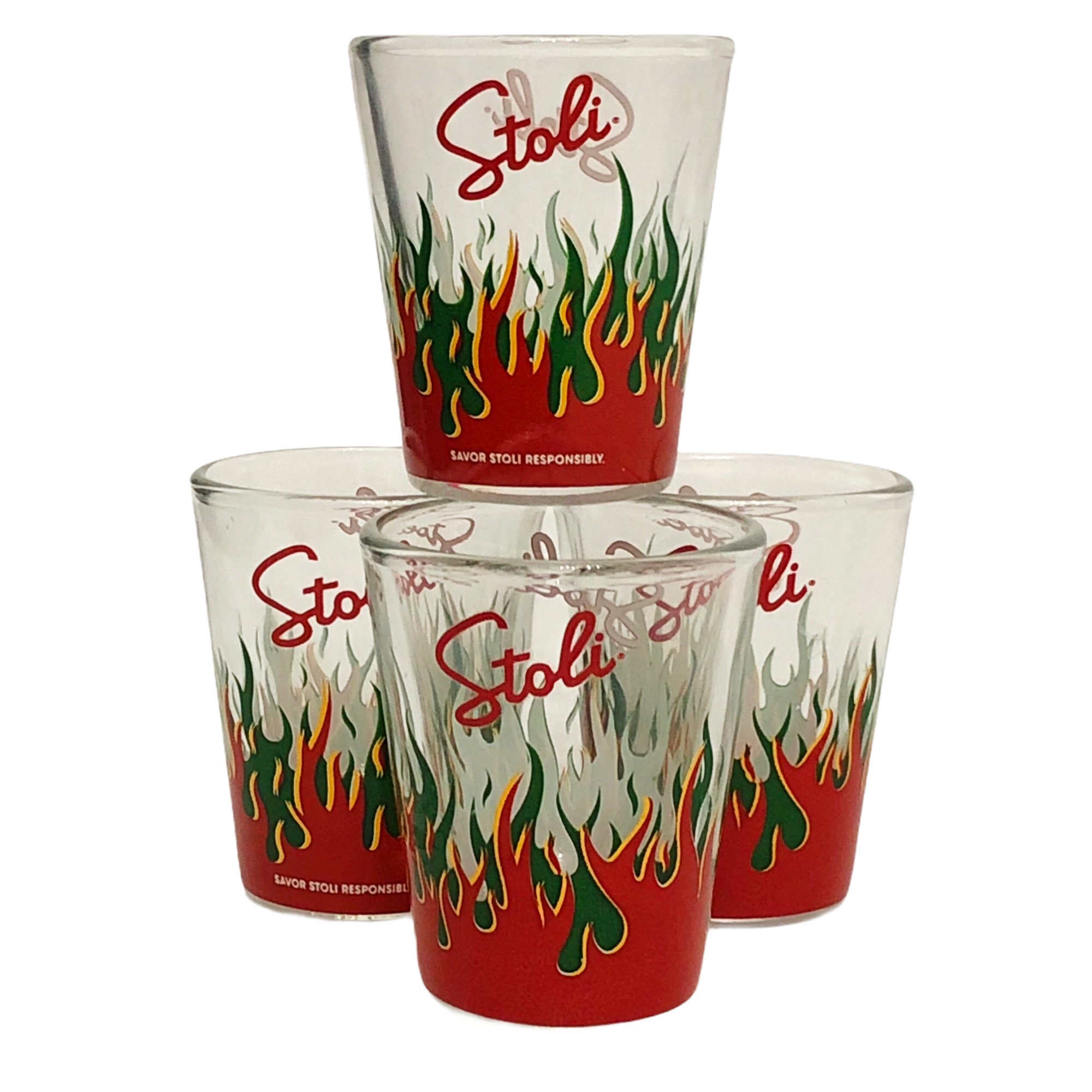 Vintage STOLI Red & Green 2 1/4 Shot Glasses Stolichnaya | Etsy