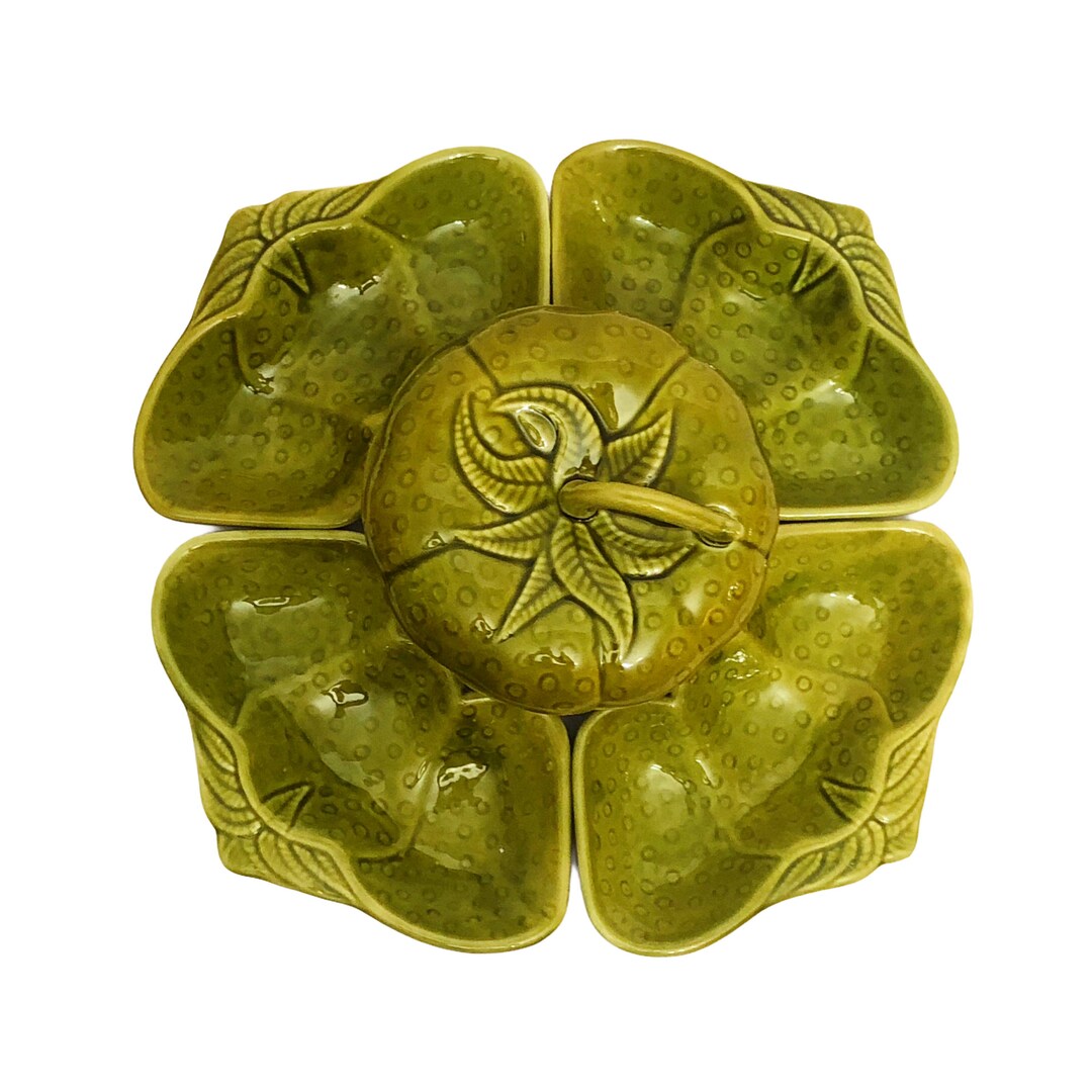 Belmar Ceramic Vintage Strawberry Serving Platter Avocado Green ...
