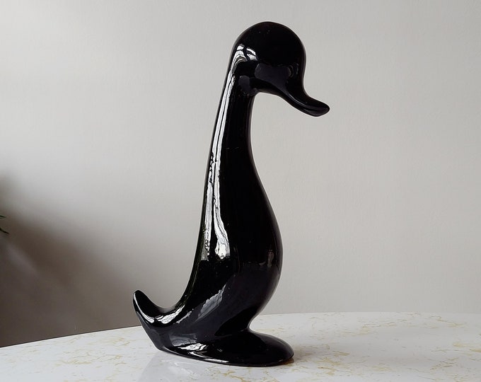 Vintage Black Ceramic Large Duck Duckling MCM Figurine, Retro 60s Decor ...