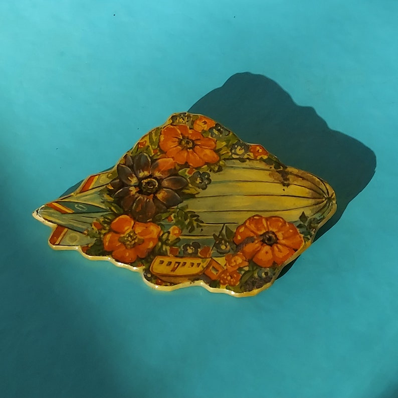 Vintage Decoupage Floral Dirigible Blimp Hydrogen Ballon Brooch ...