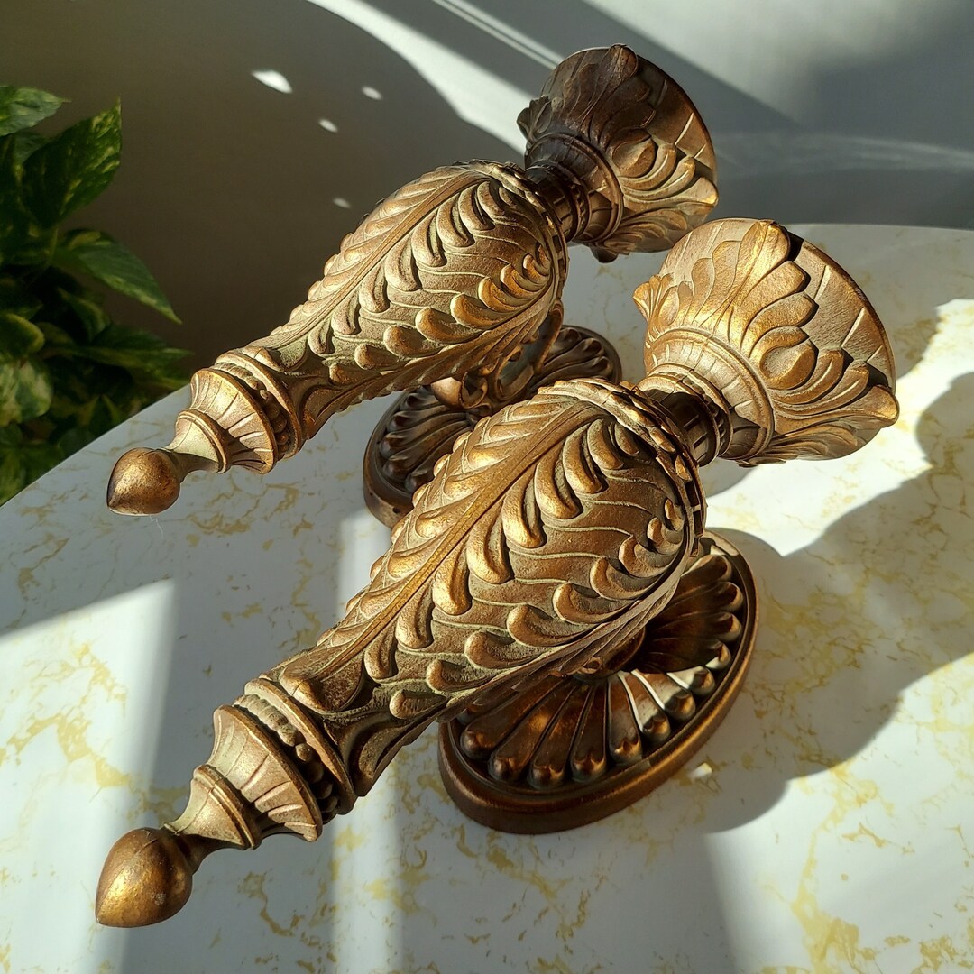 Vintage Homco Faux Carved Wood Wall Sconces Set of 2 - Etsy UK