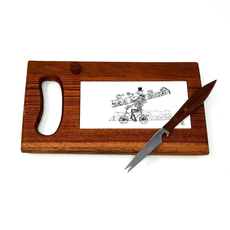 Vintage Wood and Tile Retro Cheese Board Cartoon Illustration - Etsy