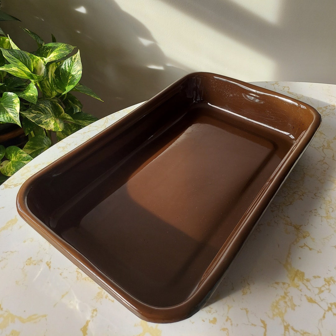 Vintage Brown Enamelware Lasagna Rectangular Baking Pan - Etsy