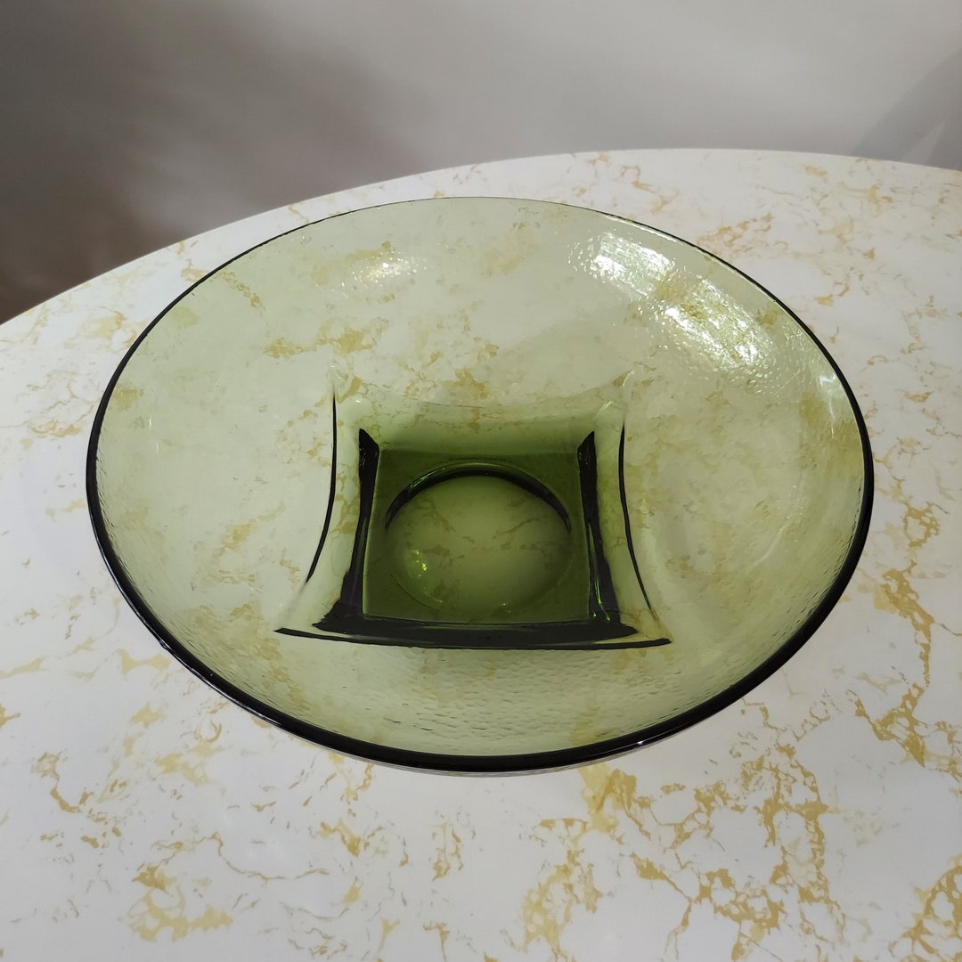 Vintage MCM Hazel Atlas Smoky Avocado Green Pebblestone Colonial Square ...