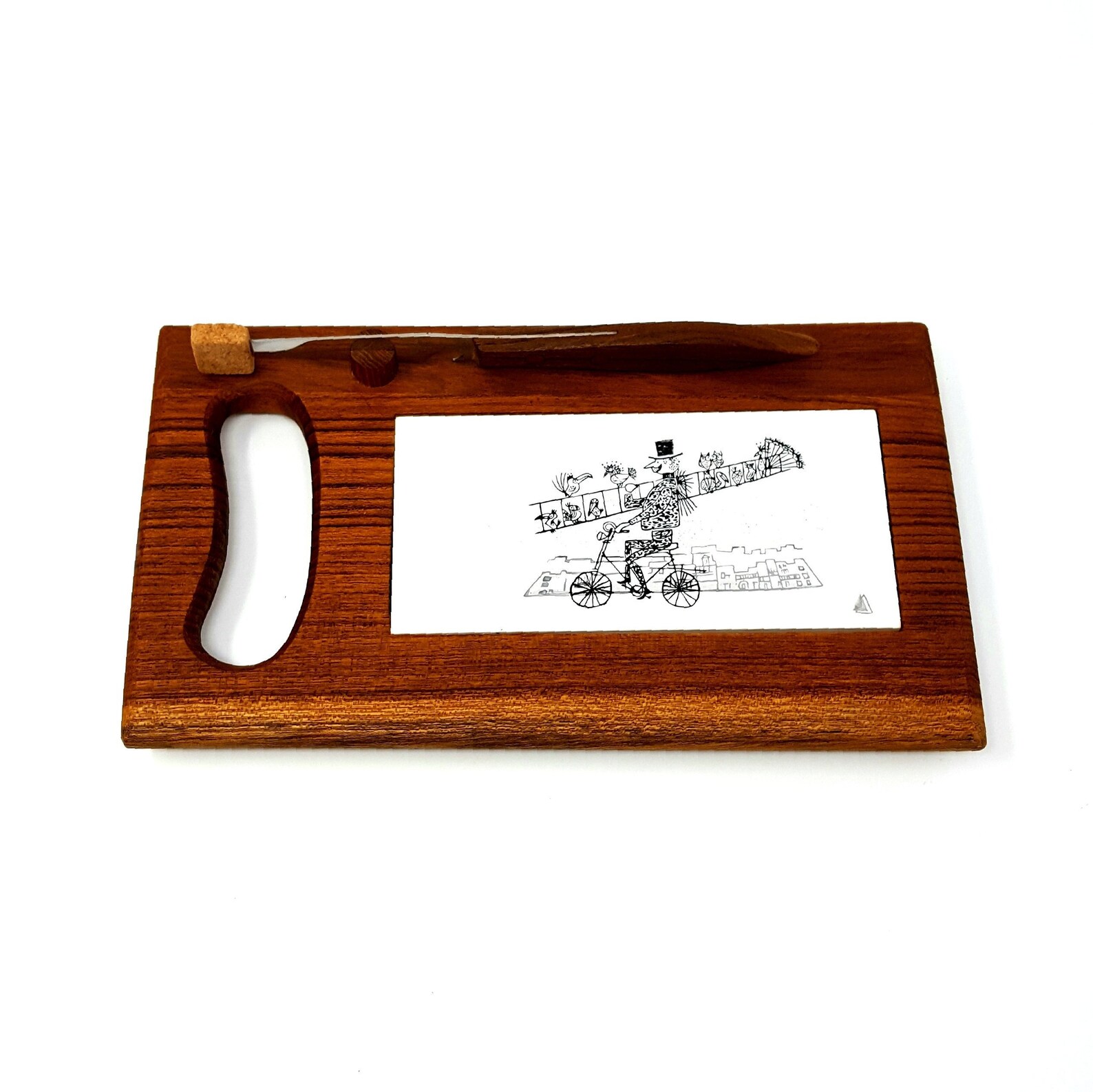 Vintage Wood and Tile Retro Cheese Board Cartoon Illustration - Etsy