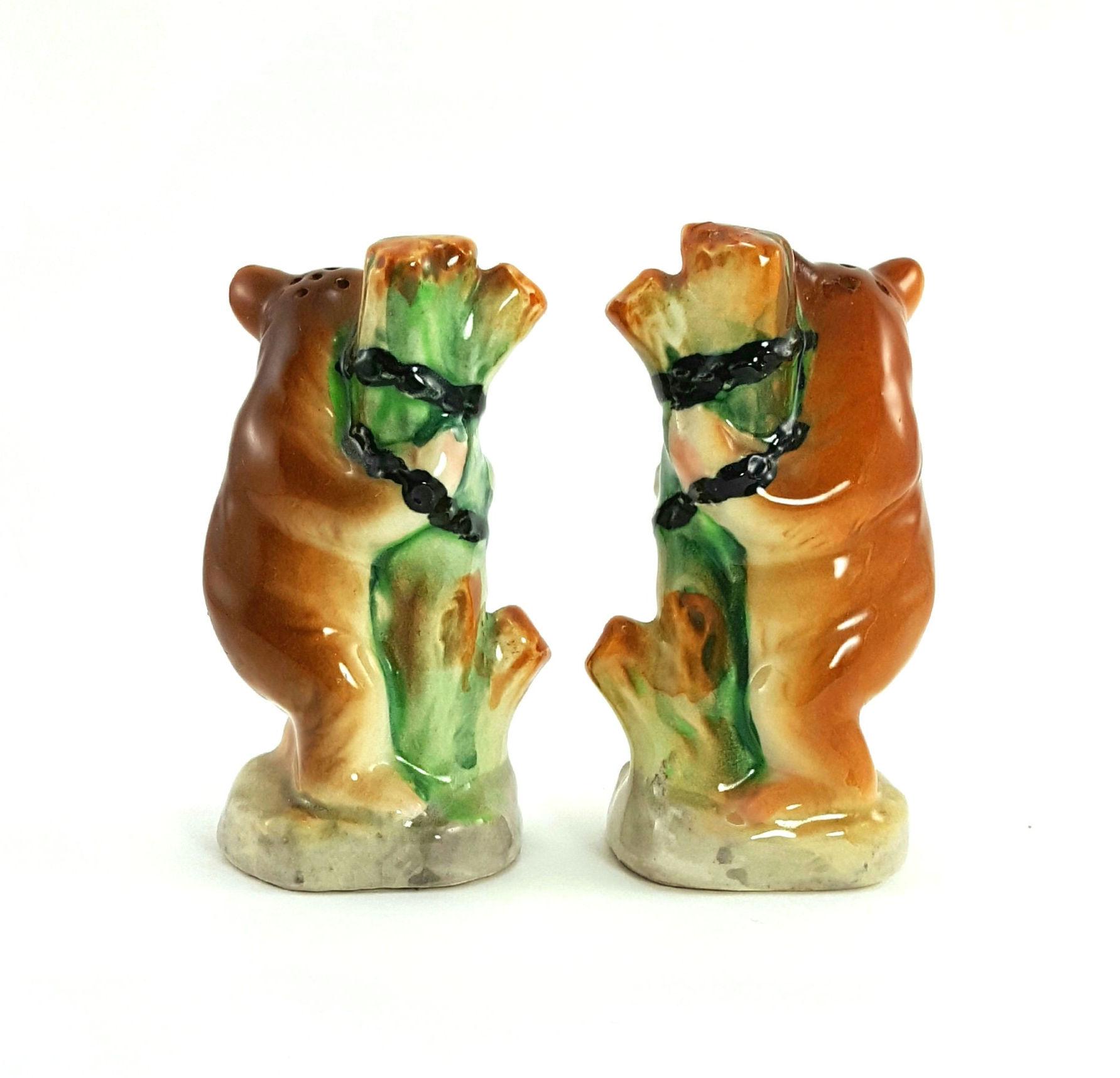 Vintage 'no Hugging Allowed' Tree Hugger Bears Ceramic Salt and Pepper ...