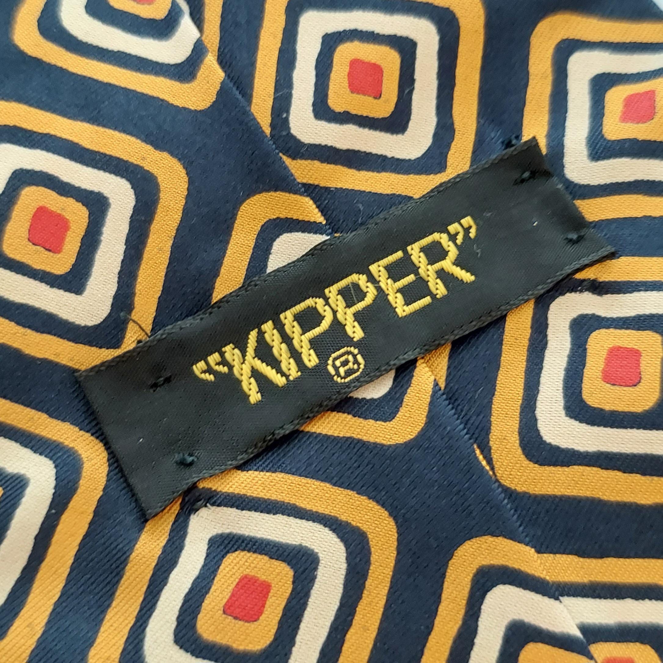Vintage 70s Kipper Silk Tie: Geometric Concentric Squares, Wide Necktie ...