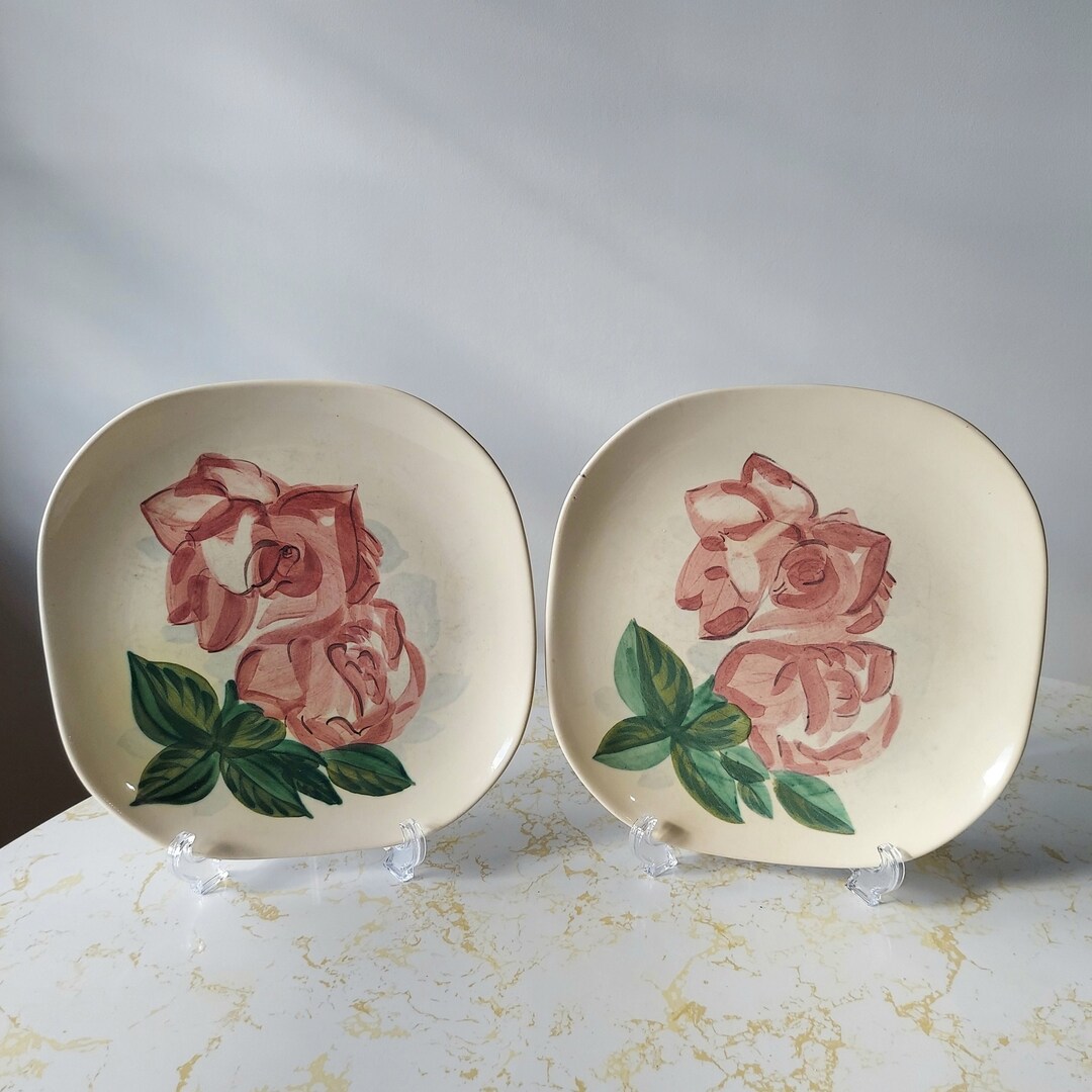Vintage Red Wing Lexington Rose Dinner Plates Set of 2 Hand Painted - Etsy