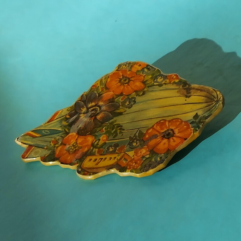 Vintage Decoupage Floral Dirigible Blimp Hydrogen Ballon Brooch ...