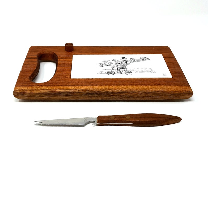 Vintage Wood and Tile Retro Cheese Board Cartoon Illustration - Etsy