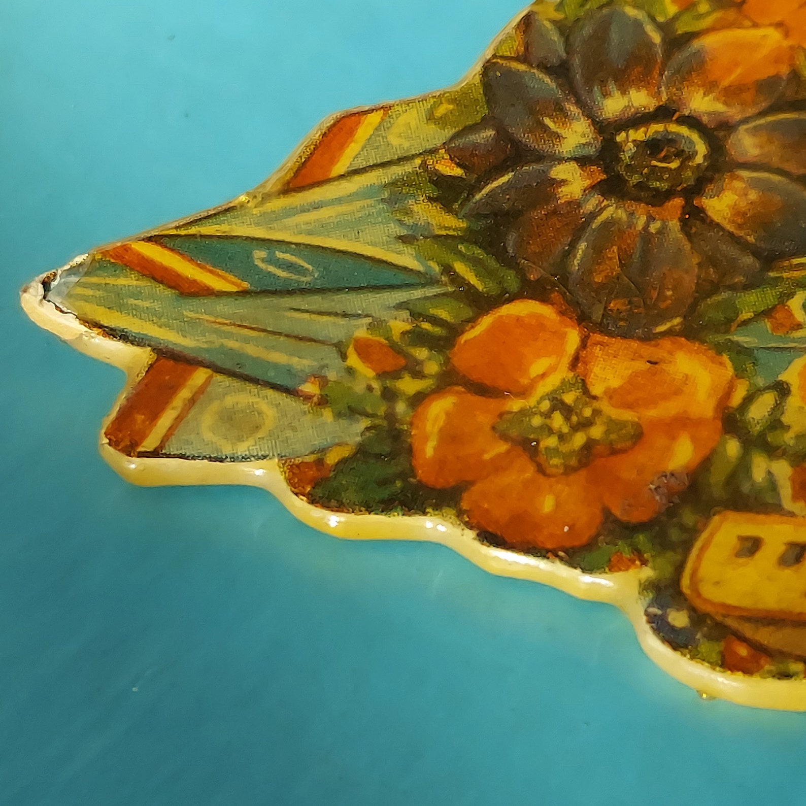 Vintage Decoupage Floral Dirigible Blimp Hydrogen Ballon Brooch ...