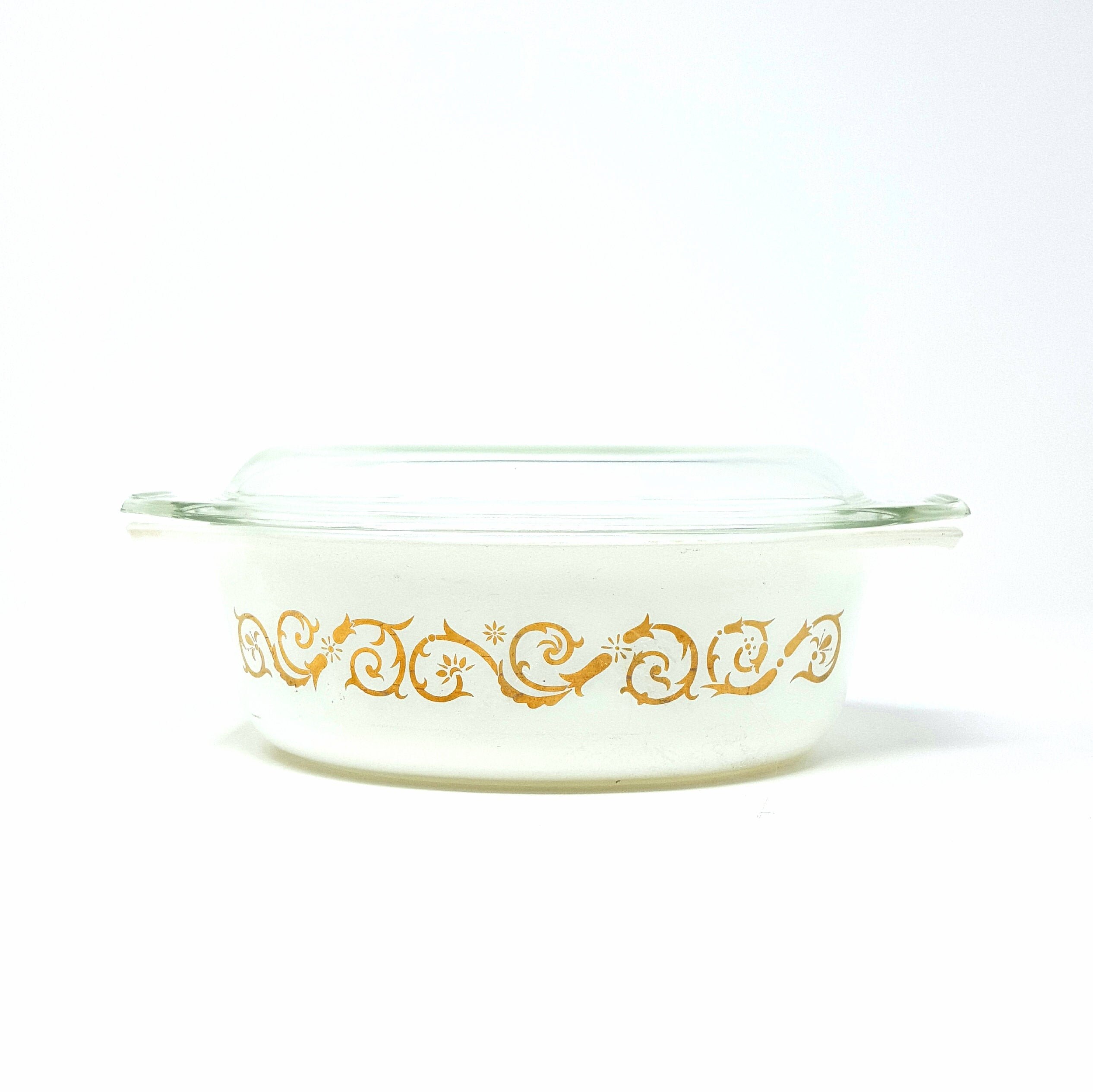 Vintage Pyrex Empire Scroll Gold and White 1.5 Quart Oval - Etsy