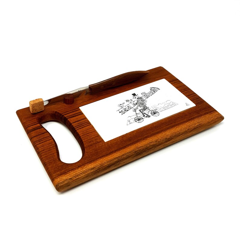 Vintage Wood and Tile Retro Cheese Board Cartoon Illustration - Etsy