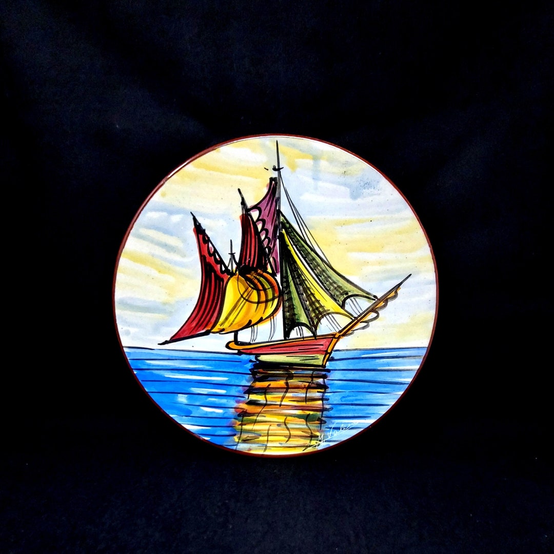 Vintage M. Valero Hand Painted Spanish Majolica Pottery Wall Plate ...