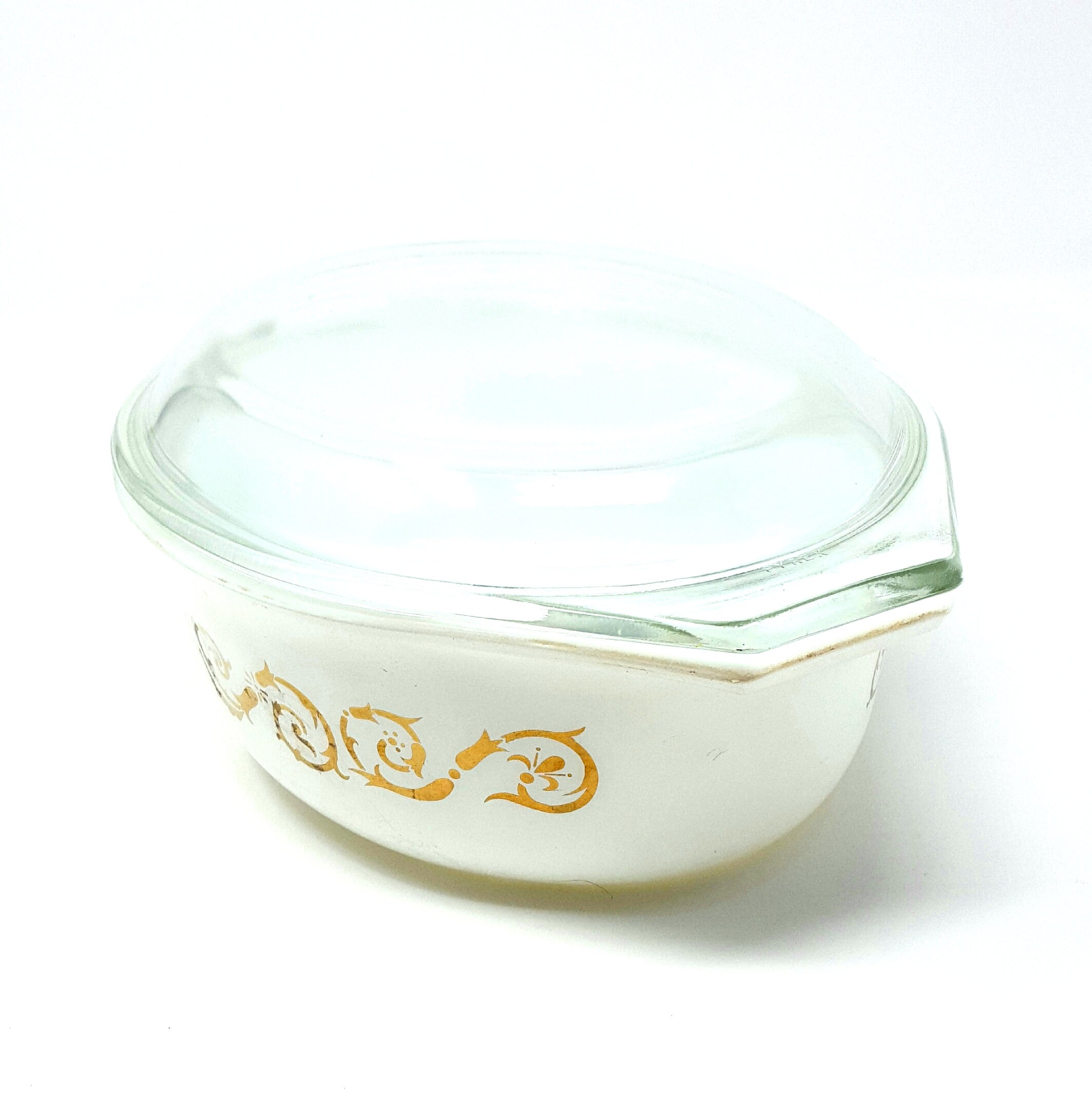 Vintage Pyrex Empire Scroll Gold and White 1.5 Quart Oval - Etsy