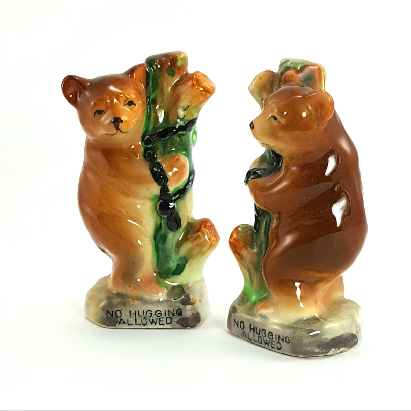 Vintage 'no Hugging Allowed' Tree Hugger Bears Ceramic Salt and Pepper ...