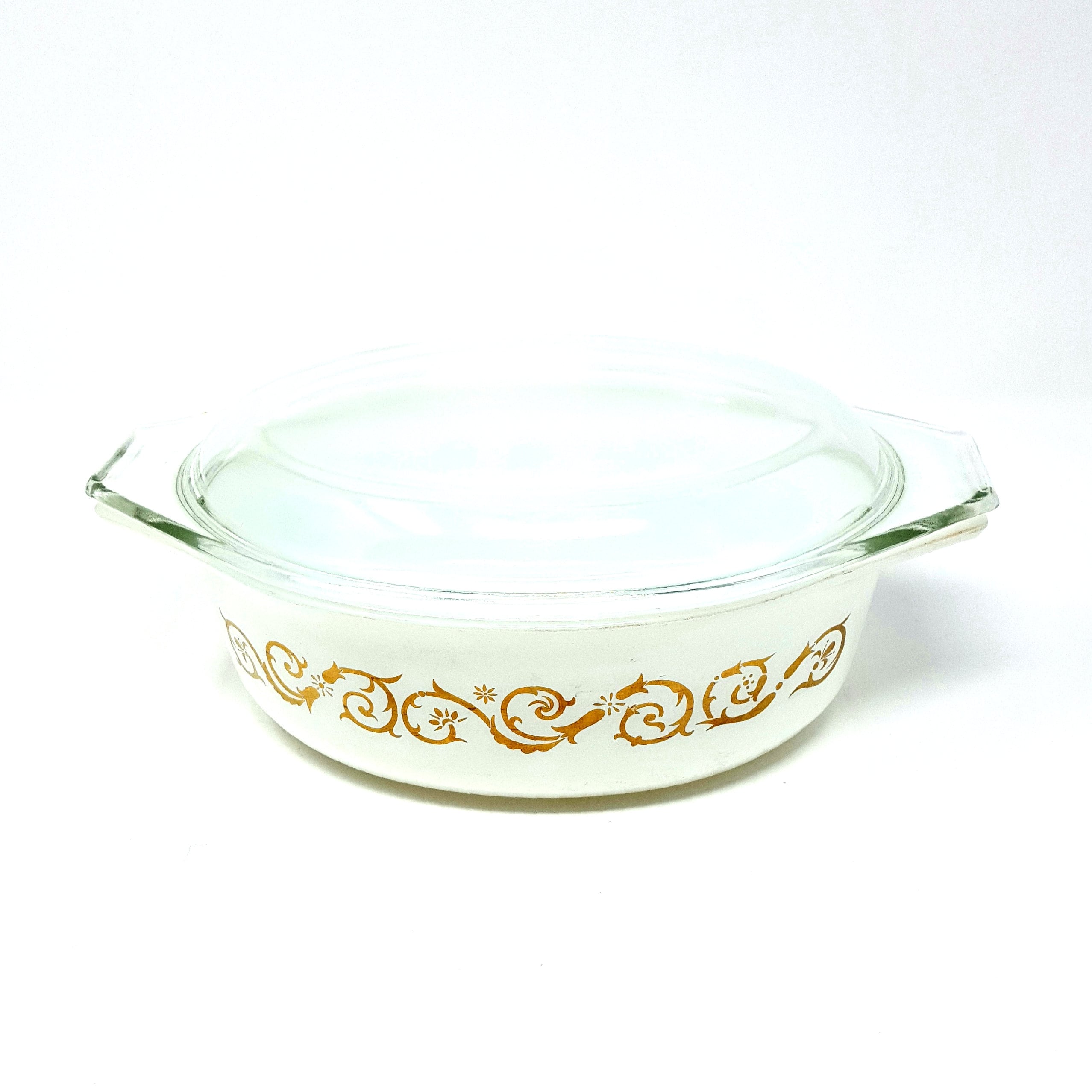 Vintage Pyrex Empire Scroll Gold and White 1.5 Quart Oval - Etsy