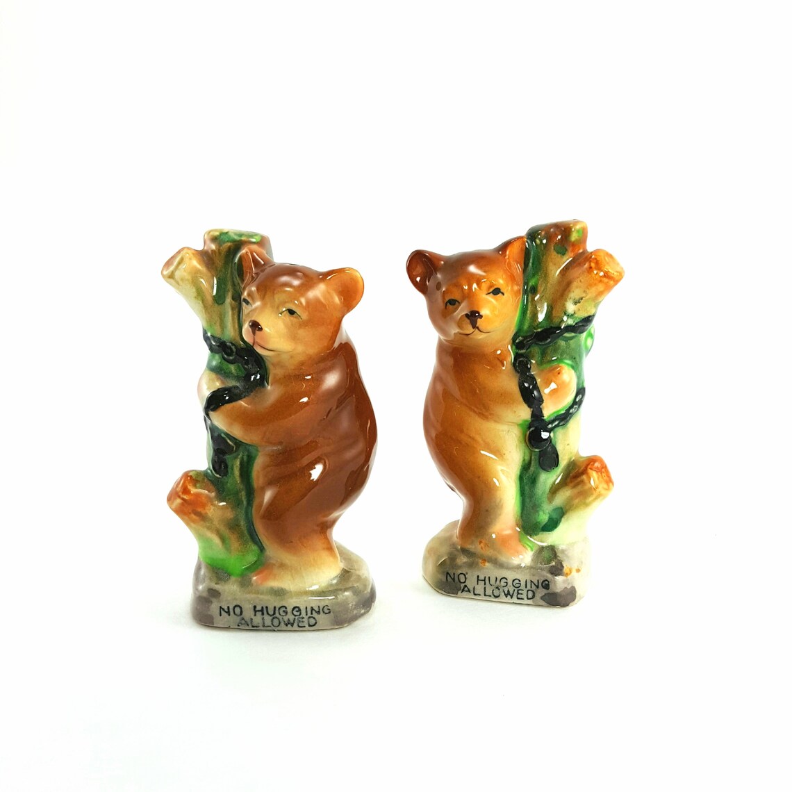 Vintage 'no Hugging Allowed' Tree Hugger Bears Ceramic | Etsy