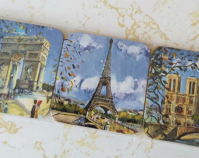 Retro Paris Landmarks Watercolor Coasters Set of 6 New in Original ...