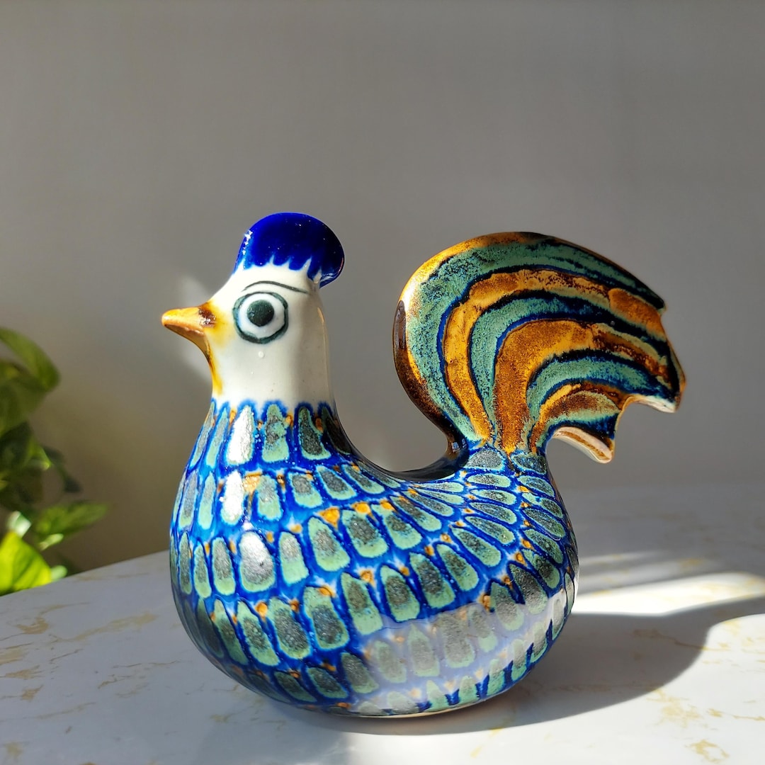 Vintage Erandi Tonala Mexico Pottery Chicken Figurine Mexican Folk Art ...