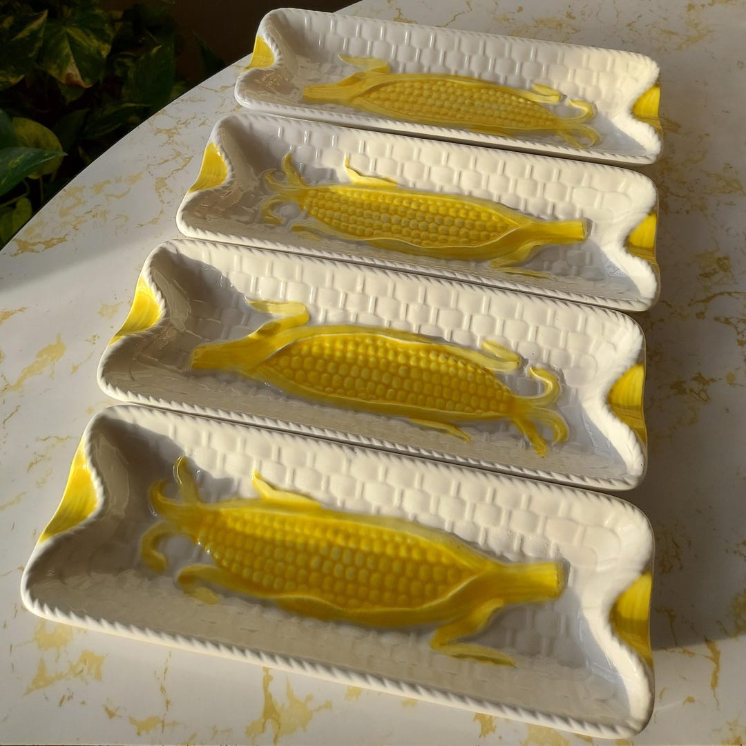 Vintage Mid Century Shafford Ceramic Corn on the Cob Individual Serving ...