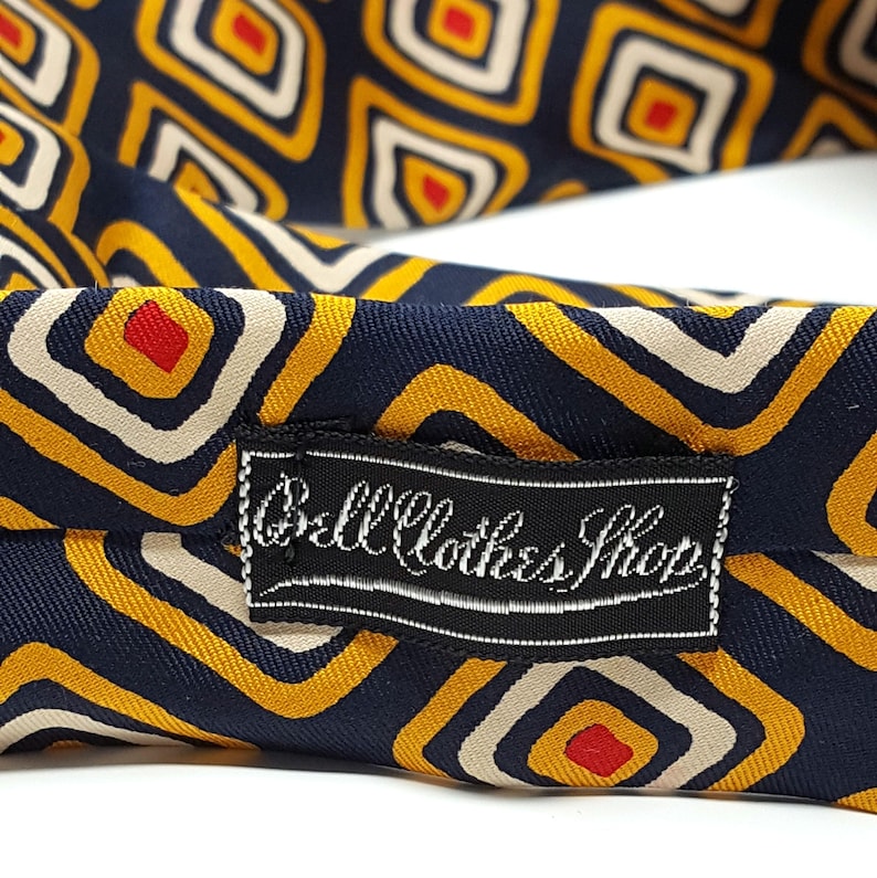 Vintage 70s Kipper Silk Tie: Geometric Concentric Squares, Wide Necktie ...