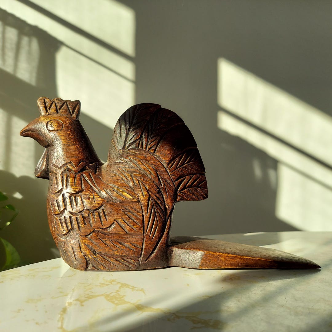 Vintage Carved Wood Rooster Scandi Farmhouse Style Doorstop - Etsy