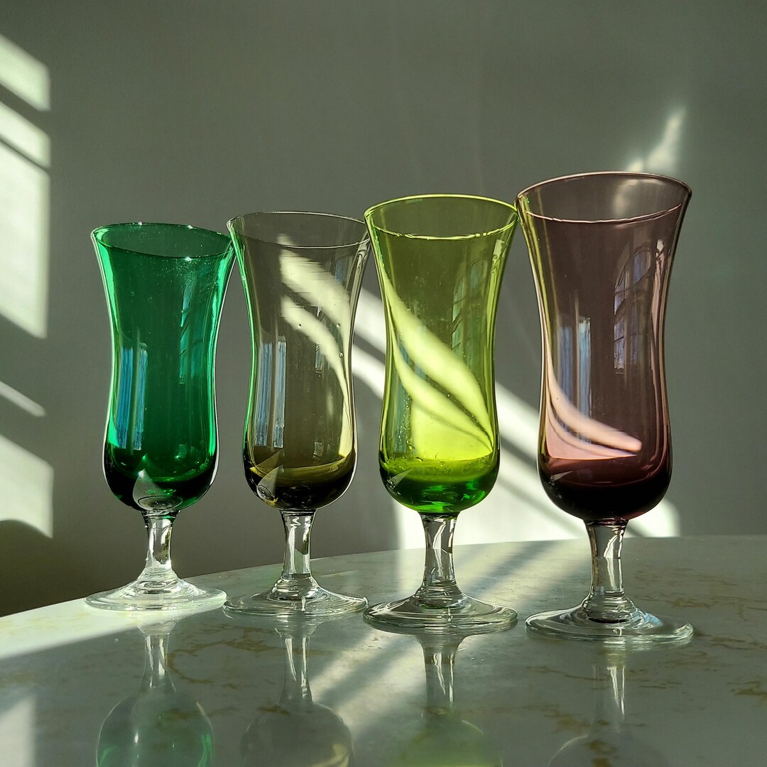 Vintage MCM Tulip Cocktail Glasses: Multi-colored Parfait Set of 4 - Etsy