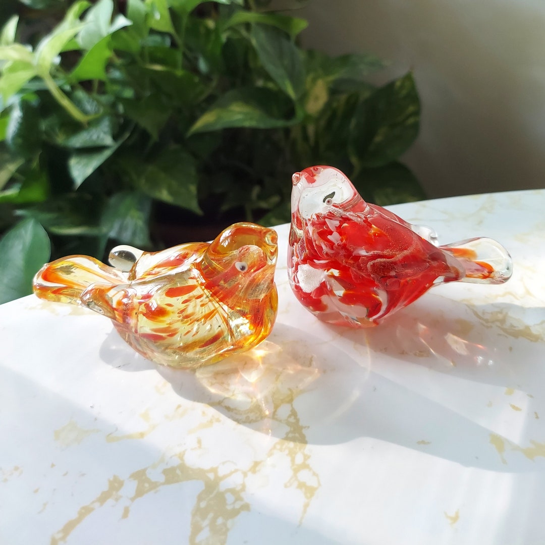 Vintage Lefton Handblown Art Glass Bird Figurines Paperweights Set of 2 ...
